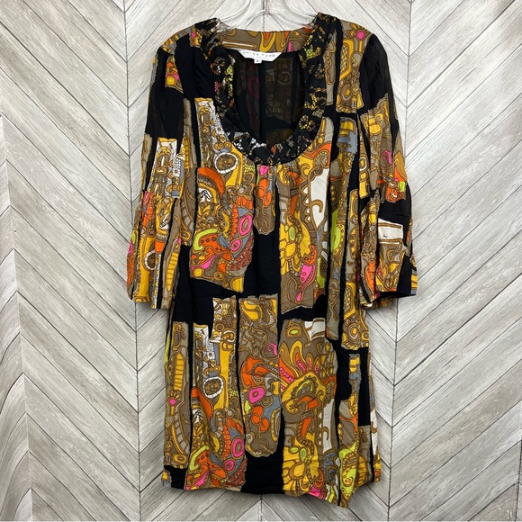 Trina Turk | Dresses | Vintage Trina Turk 6s Style Mod Print Silk Dress ...